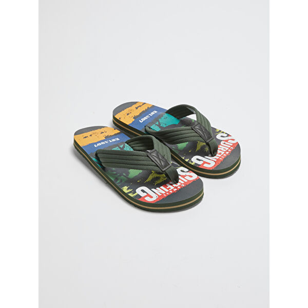 Baskılı Parmak Arası Erkek Plaj Terliği