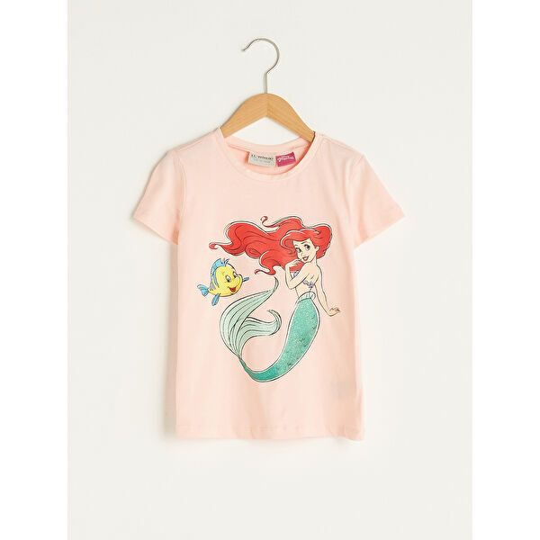 Bisiklet Yaka Deniz Kızı Baskılı Kısa Kollu Pamuklu Kız Çocuk Tişört Bisiklet Yaka Deniz Kızı Baskılı Kısa Kollu Pamuklu Kız Çocuk Tişört