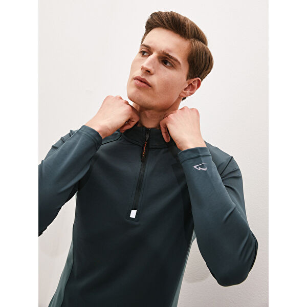 Outdoor Dik Yaka Uzun Kollu İnce Erkek Sweatshirt