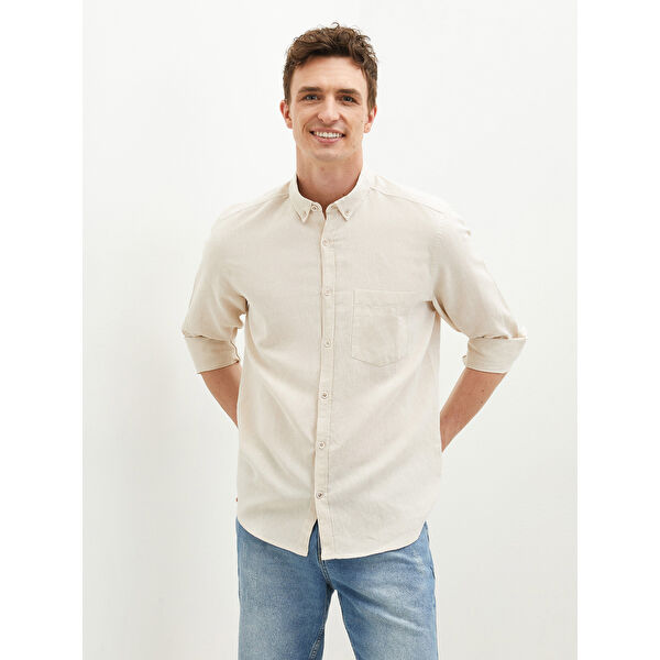 LCW CASUAL Regular Fit Uzun Kollu Gabardin Erkek Gömlek