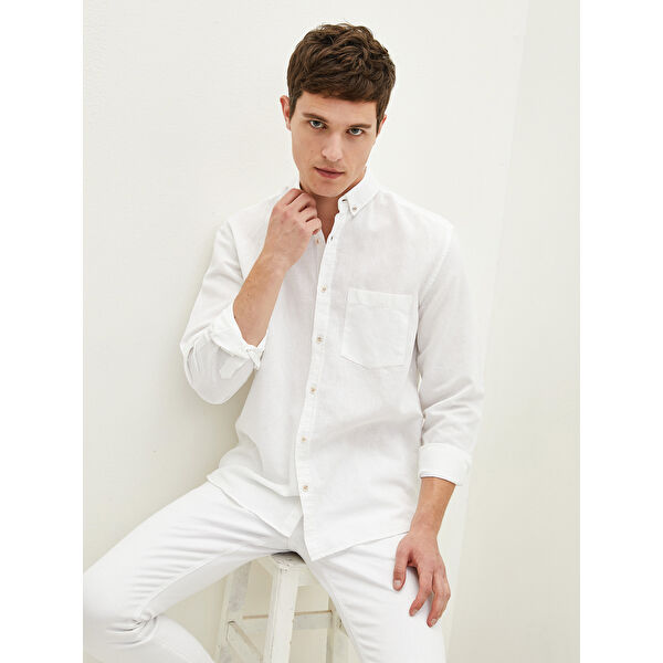 LCW CASUAL Regular Fit Uzun Kollu Gabardin Erkek Gömlek