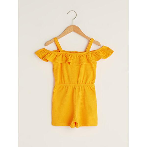 Fırfır Kayık Yaka Askılı Basic Kız Bebek Tulum