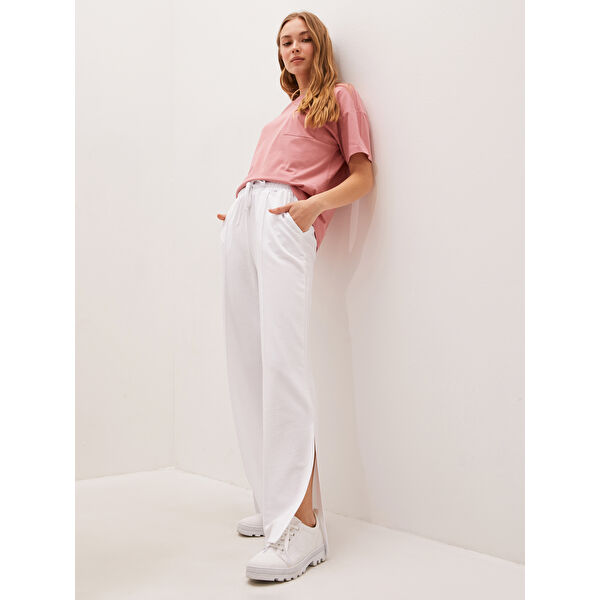 Beli Lastikli Cep Detaylı Geniş Paça Kadın Eşofman Altı