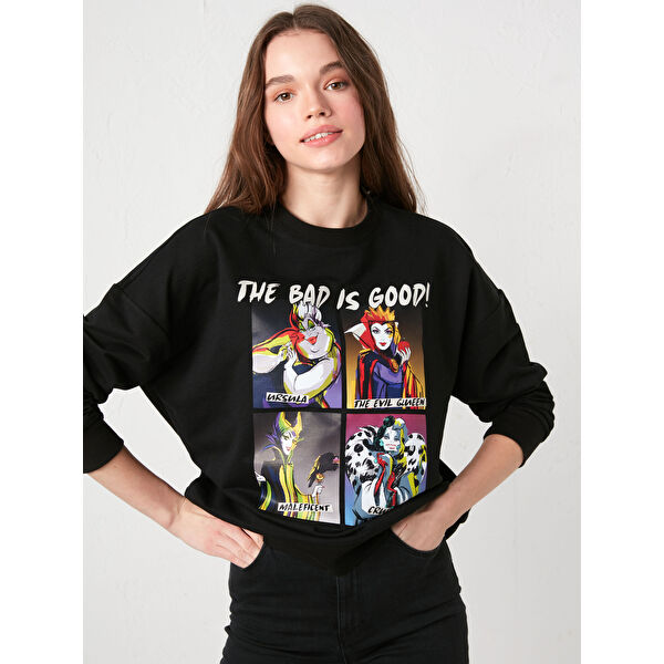LCW CASUAL Bisiklet Yaka Disney Baskılı Uzun Kollu Kadın Sweatshirt