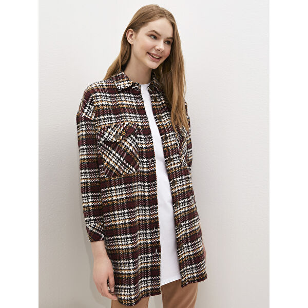MODEST Cep Detaylı Oversize Ekose Gömlek Tunik MODEST Cep Detaylı Oversize Ekose Gömlek Tunik