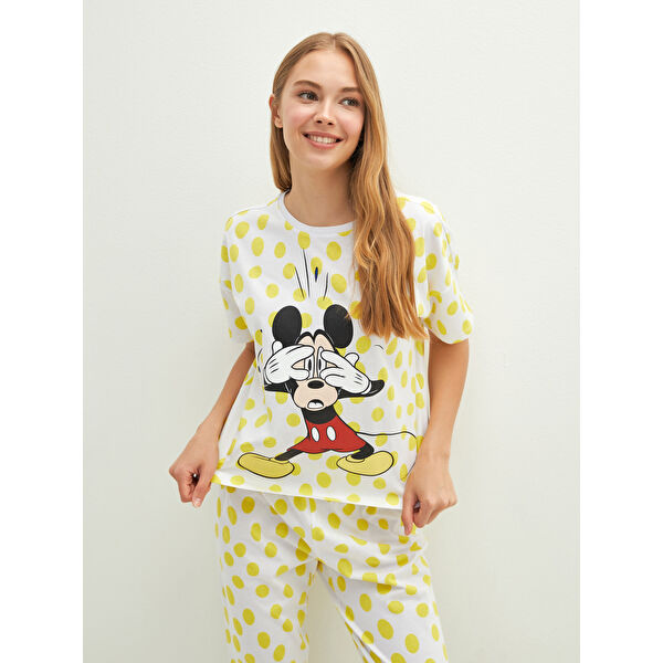 LCW DREAM Bisiklet Yaka Mickey Mouse Baskılı Kısa Kollu Kadın Pijama Takımı LCW DREAM Bisiklet Yaka Mickey Mouse Baskılı Kısa Kollu Kadın Pijama Takımı