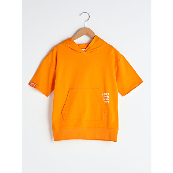 Kapüşonlu Basic Kısa Kollu Kız Çocuk Sweatshirt Kapüşonlu Basic Kısa Kollu Kız Çocuk Sweatshirt