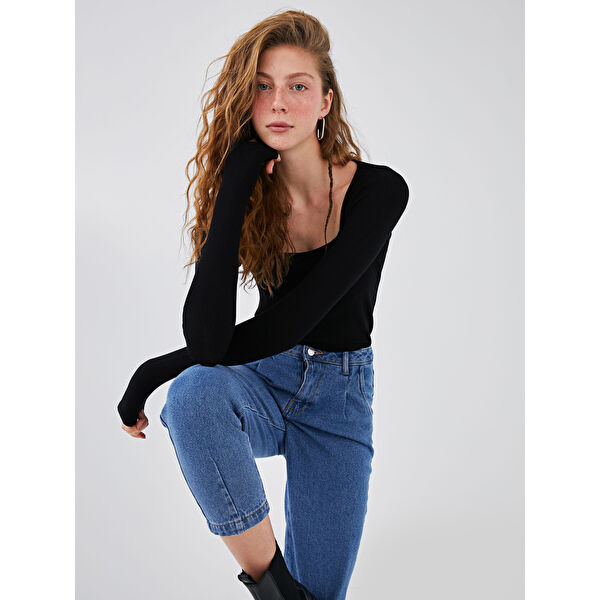 XSIDE Kare Yaka Uzun Kollu Tişört