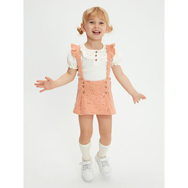 Fırfır Detaylı Bisiklet Yaka Kısa Kollu Kız Bebek Tişört Fırfır Detaylı Bisiklet Yaka Kısa Kollu Kız Bebek Tişört