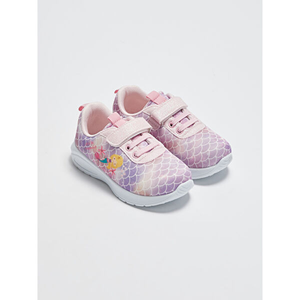 Baskılı Cırt Cırtlı Kız Çocuk Aktif Spor Ayakkabı