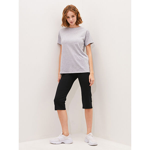 Beli Lastikli Düz Kadın Capri