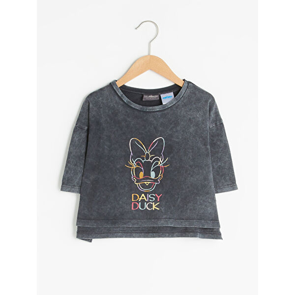 Bisiklet Yaka Daisy Duck Baskılı Kısa Kollu Pamuklu Kız Çocuk Tişört Bisiklet Yaka Daisy Duck Baskılı Kısa Kollu Pamuklu Kız Çocuk Tişört