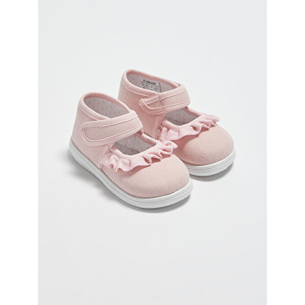 Fırfır Detaylı Pamuk Astarlı Kız Bebek Babet