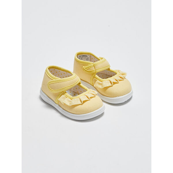 Fırfır Detaylı Pamuk Astarlı Kız Bebek Babet