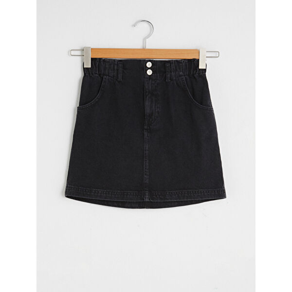 Beli Lastikli Kadın Jean Etek