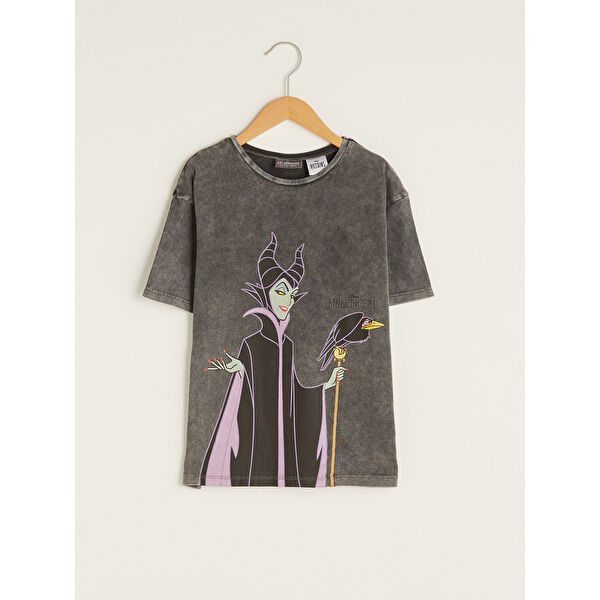 Bisiklet Yaka Kötü Kraliçe Baskılı Kısa Kollu Pamuklu Kız Çocuk Tişört Bisiklet Yaka Kötü Kraliçe Baskılı Kısa Kollu Pamuklu Kız Çocuk Tişört