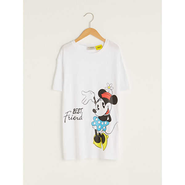 Bisiklet Yaka Disney Baskılı Kısa Kollu Kız Çocuk Tişört
