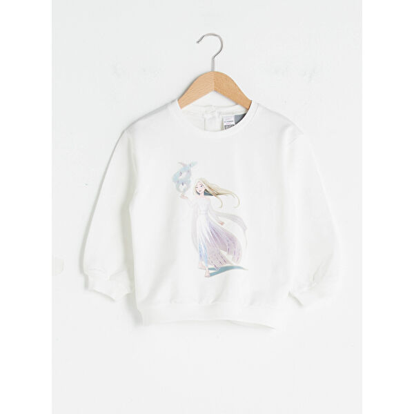 Bisiklet Yaka Uzun Kollu Frozen Baskılı Kız Bebek Sweatshirt