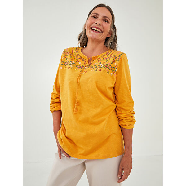 LCW GRACE Bağlamalı Yaka Baskılı Uzun Kollu Pamuklu Kadın Bluz