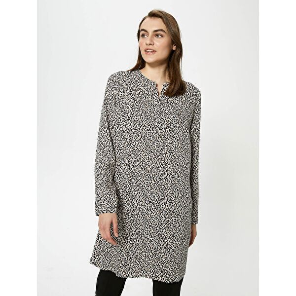 LCW GRACE Hakim Yaka Çiçek Baskılı Uzun Kollu Viskon Kadın Tunik