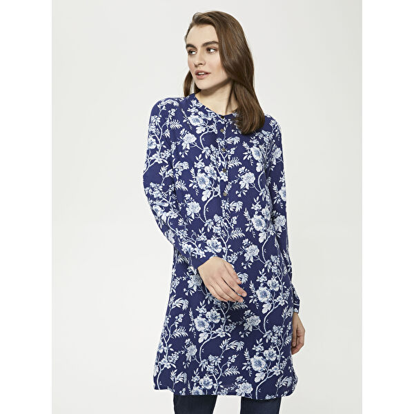 LCW GRACE Hakim Yaka Çiçek Baskılı Uzun Kollu Viskon Kadın Tunik