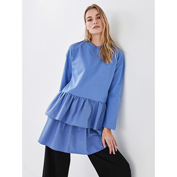 MODEST Bisiklet Yaka Fırfır Detaylı Uzun Kollu Kadın Tunik MODEST Bisiklet Yaka Fırfır Detaylı Uzun Kollu Kadın Tunik