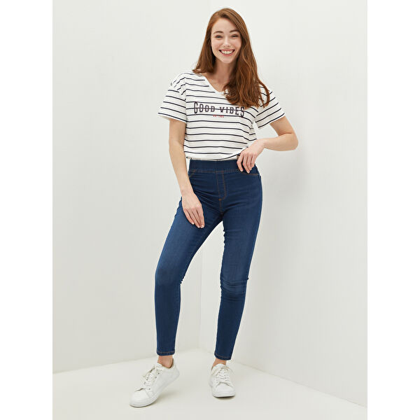 LCW BASIC Yüksek Bel Skinny Fit Cep Detaylı Kadın Rodeo Jean Pantolon