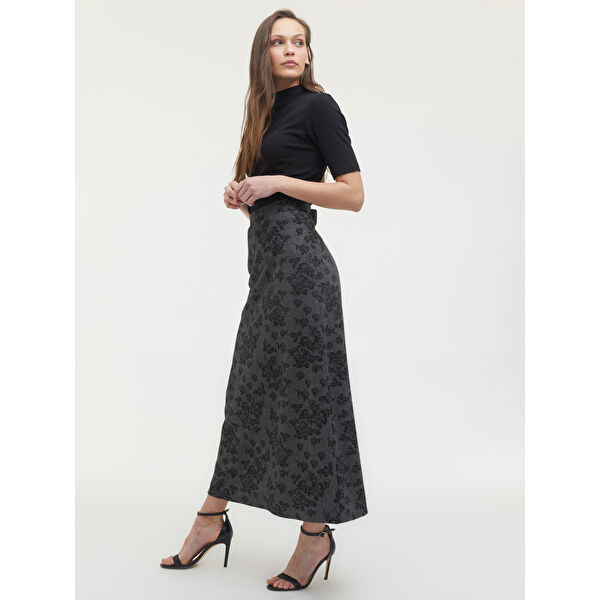 LCW GRACE Beli Lastikli Uzun Desenli Etek