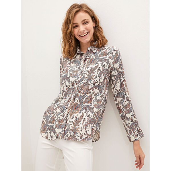 LCW GRACE Çiçek Desenli Uzun Kollu Viskon Kadın Gömlek
