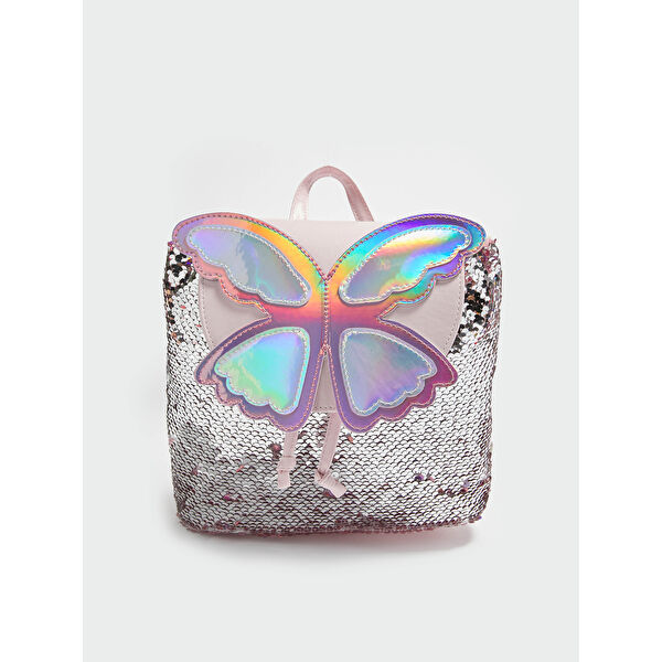 Pul Payetli Kelebek Desenli Kız Çocuk Sırt Çantası