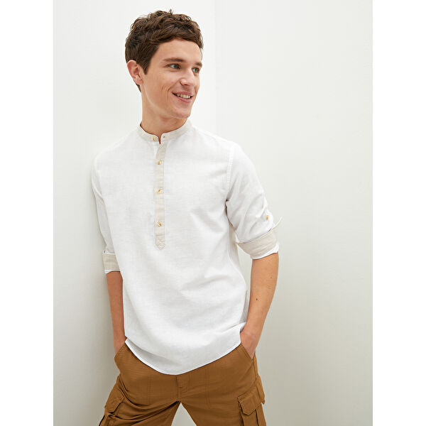 LCW CASUAL Slim Fit Hakim Yaka Uzun Kollu Erkek Gömlek