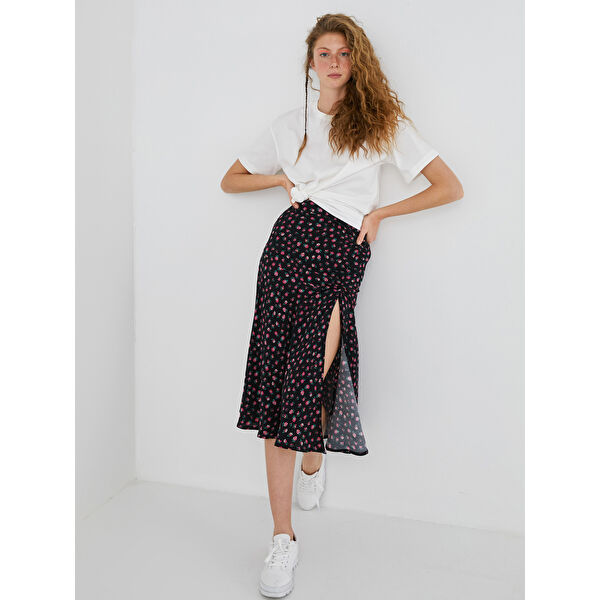 XSIDE A Kesim Çiçek Baskılı Viskon Kadın Etek