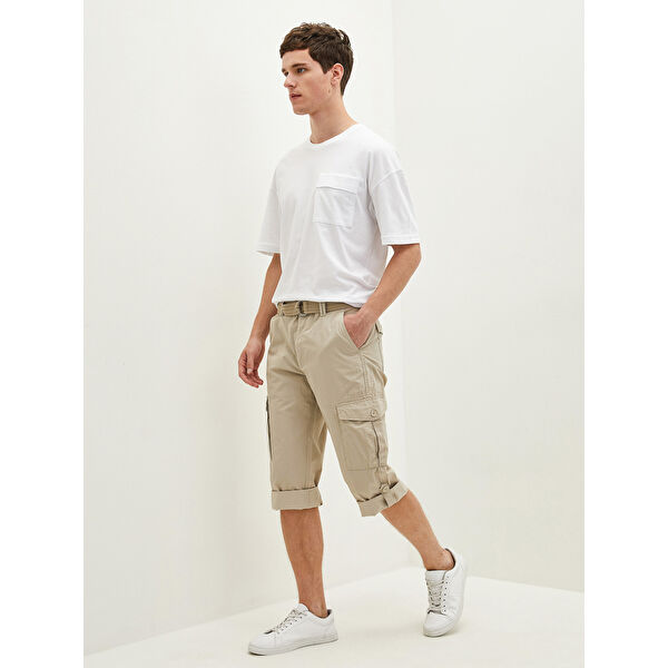 LCW CASUAL Standart Kalıp Kemerli Poplin Erkek Şort LCW CASUAL Standart Kalıp Kemerli Poplin Erkek Şort