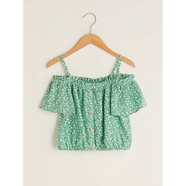 Desenli Omuzu Açık Kısa Kollu Viskon Kız Çocuk Bluz Desenli Omuzu Açık Kısa Kollu Viskon Kız Çocuk Bluz