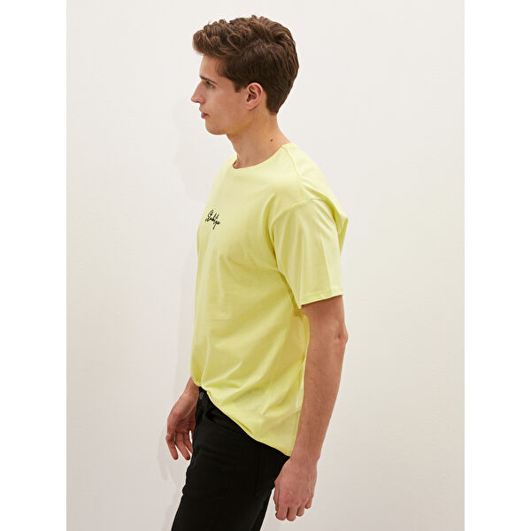 Bisiklet Yaka Kısa Kollu Baskılı Penye Erkek Tişört