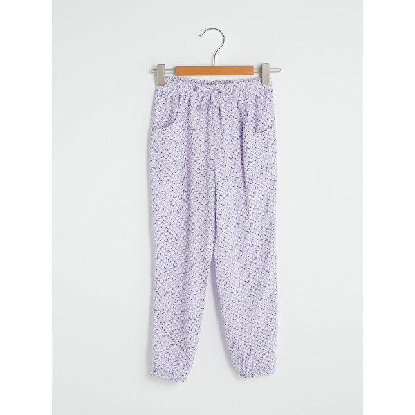 Beli Lastikli Desenli Viskon Kız Çocuk Pantolon