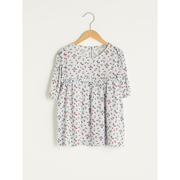 Bisiklet Yaka Desenli Viskon Kız Çocuk Bluz