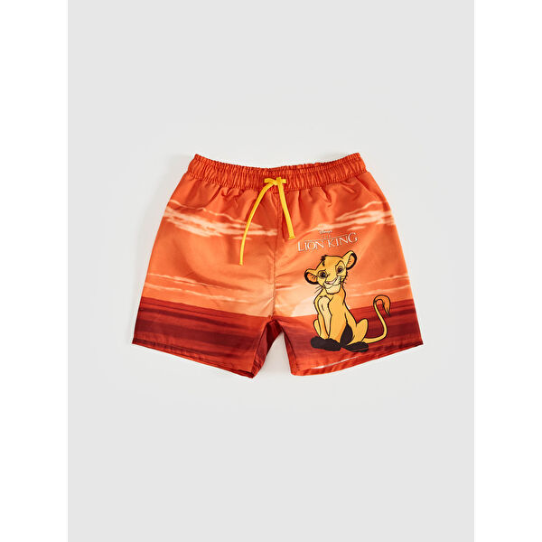 Erkek Bebek Aslan Kral Baskılı Yüzme Şort