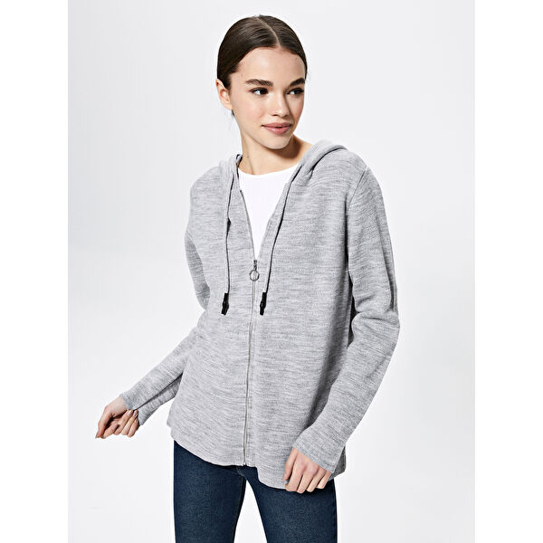 LCW BASIC Kapüşon Yaka Fermuarlı Uzun Kollu Kadın Hırka LCW BASIC Kapüşon Yaka Fermuarlı Uzun Kollu Kadın Hırka