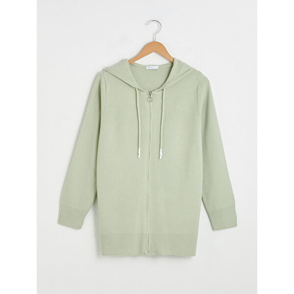 LCW BASIC Kapüşonlu Basic Uzun Kollu Kadın Triko Hırka