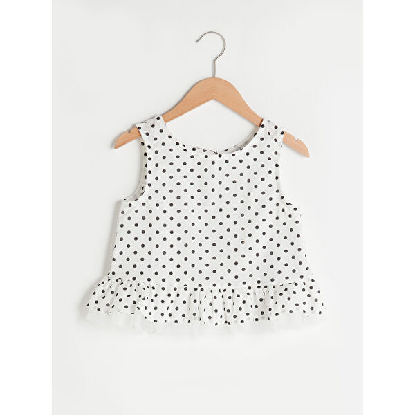 Bisiklet Yaka Puantiyeli Pamuklu Kız Çocuk Bluz Bisiklet Yaka Puantiyeli Pamuklu Kız Çocuk Bluz