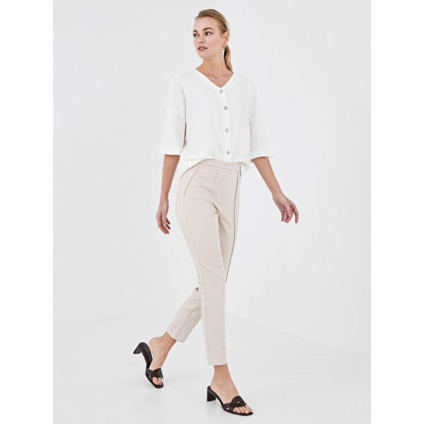 Beli Lastikli Slim Fit Kadın Pantolon