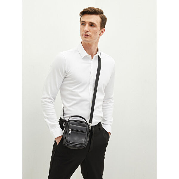 Deri Görünümlü Erkek Omuz Çantası