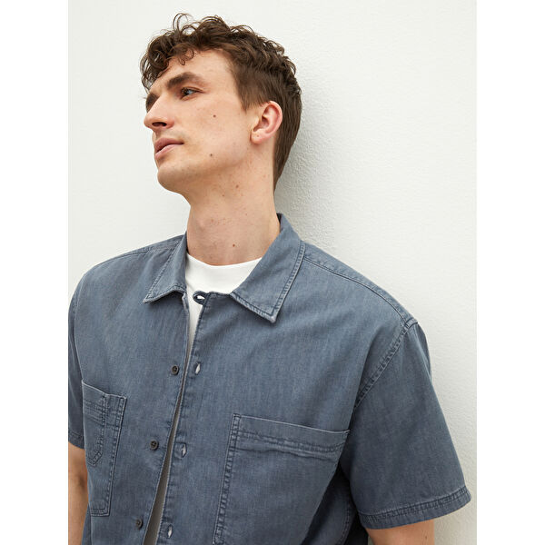 LCW CASUAL Rahat Kalıp Kısa Kollu Erkek Jean Gömlek LCW CASUAL Rahat Kalıp Kısa Kollu Erkek Jean Gömlek