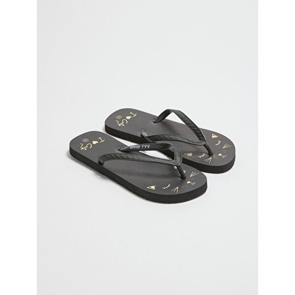 Baskılı Kadın Parmak Arası Plaj Terliği Baskılı Kadın Parmak Arası Plaj Terliği