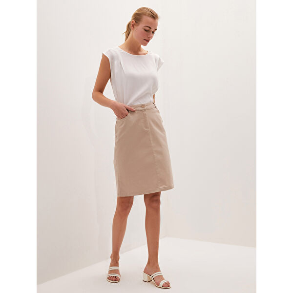 Cep Detaylı Gabardin Kumaş Kadın Etek