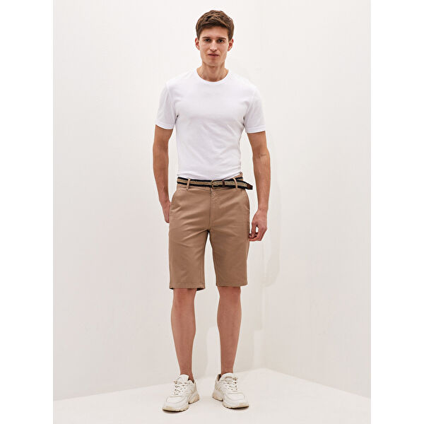 Slim Fit Kemerli Erkek Şort Slim Fit Kemerli Erkek Şort