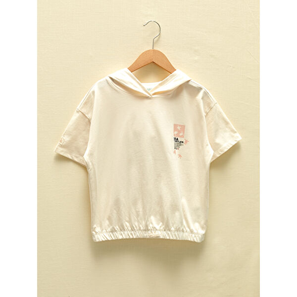 Kapüşonlu Baskılı Kısa Kollu Organik Pamuklu Kız Çocuk Sweatshirt Kapüşonlu Baskılı Kısa Kollu Organik Pamuklu Kız Çocuk Sweatshirt