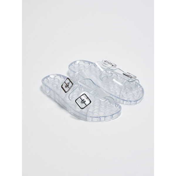 Parlak Görünümlü Çift Bantlı Kadın Plaj Terliği