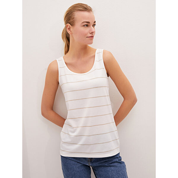 LCW BASIC U Yaka Çizgili Askılı Kadın Atlet